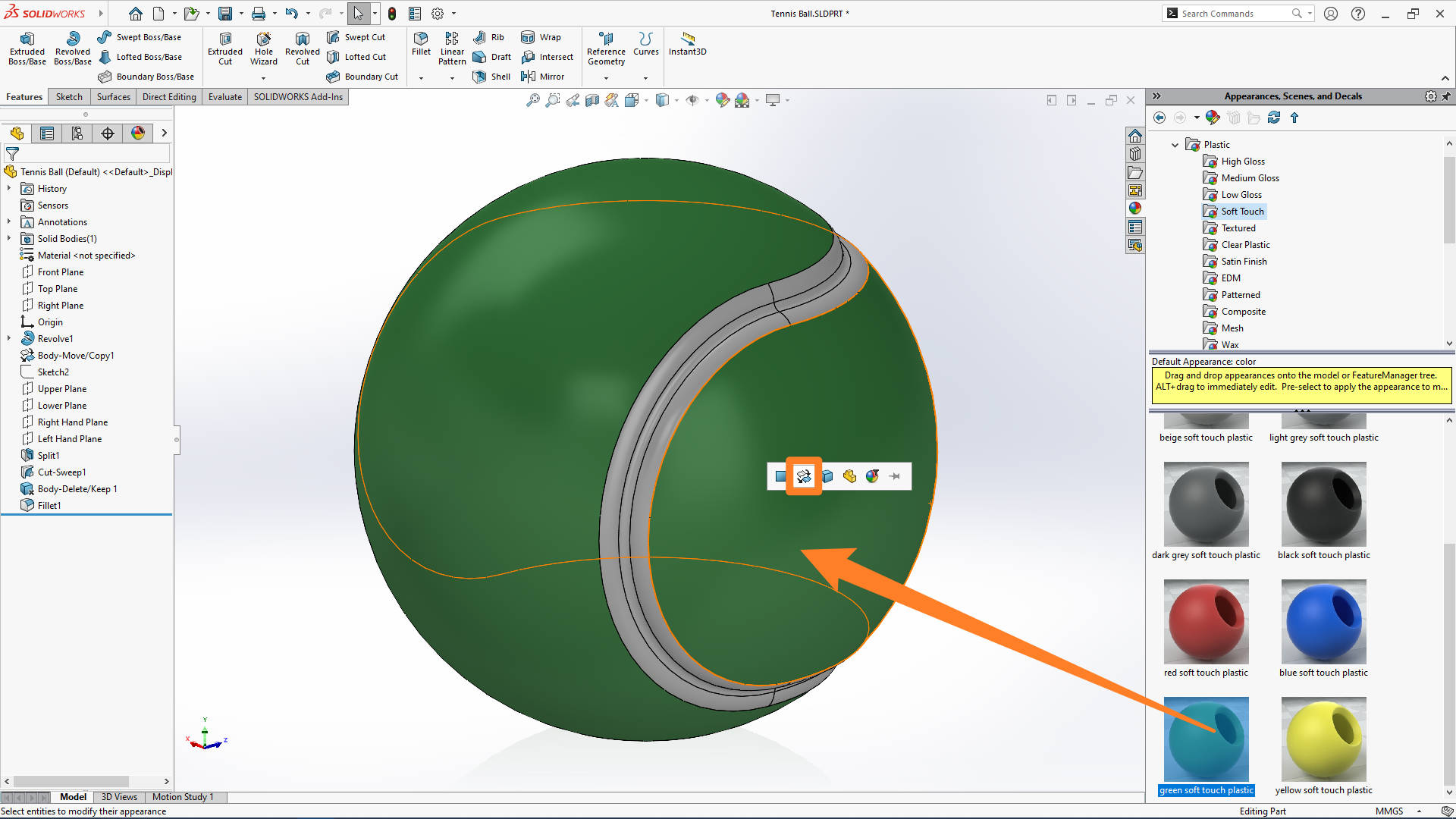 Advanced SOLIDWORKS Tutorial: How to Make a Tennis Ball in SOLIDWORKS