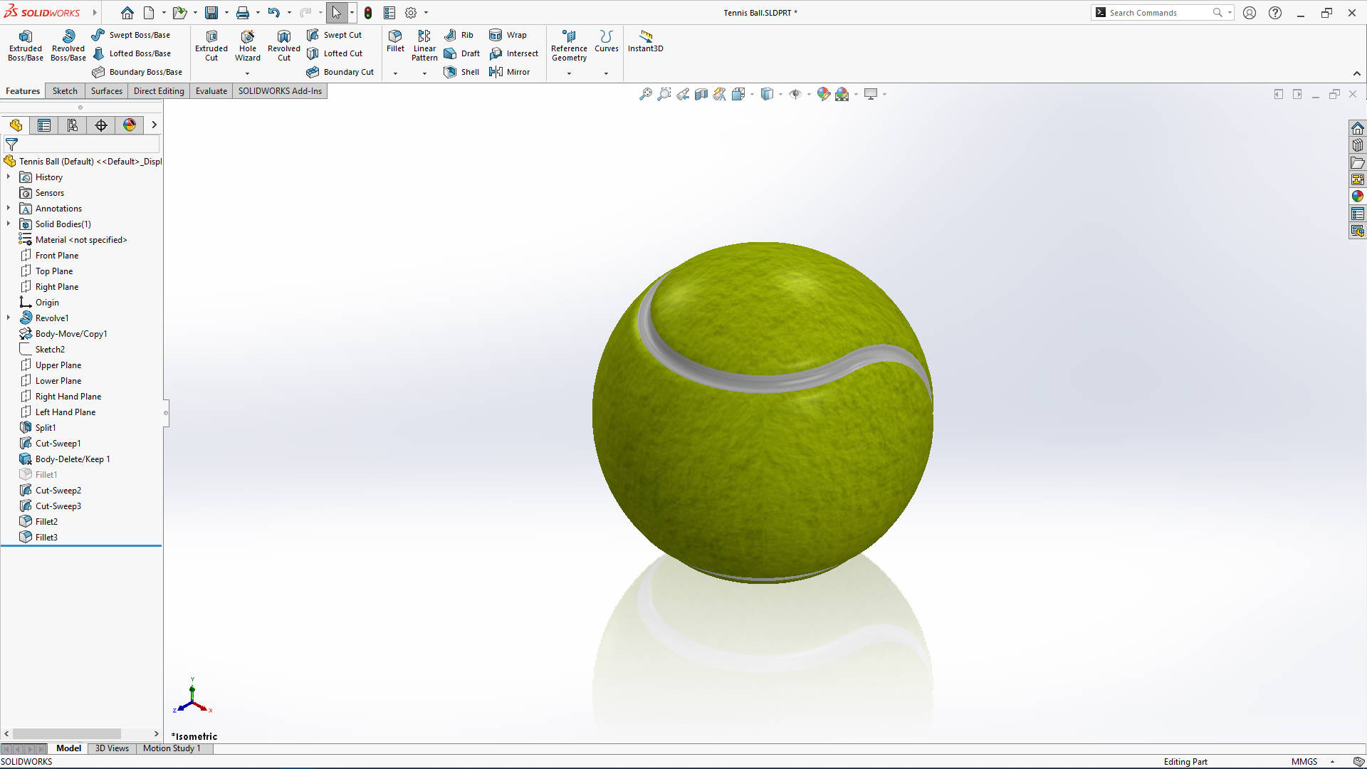 Advanced SOLIDWORKS Tutorial: How to Make a Tennis Ball in SOLIDWORKS