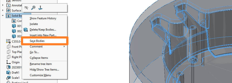 How to Export Bodies from Parts to Assemblies in SOLIDWORKS